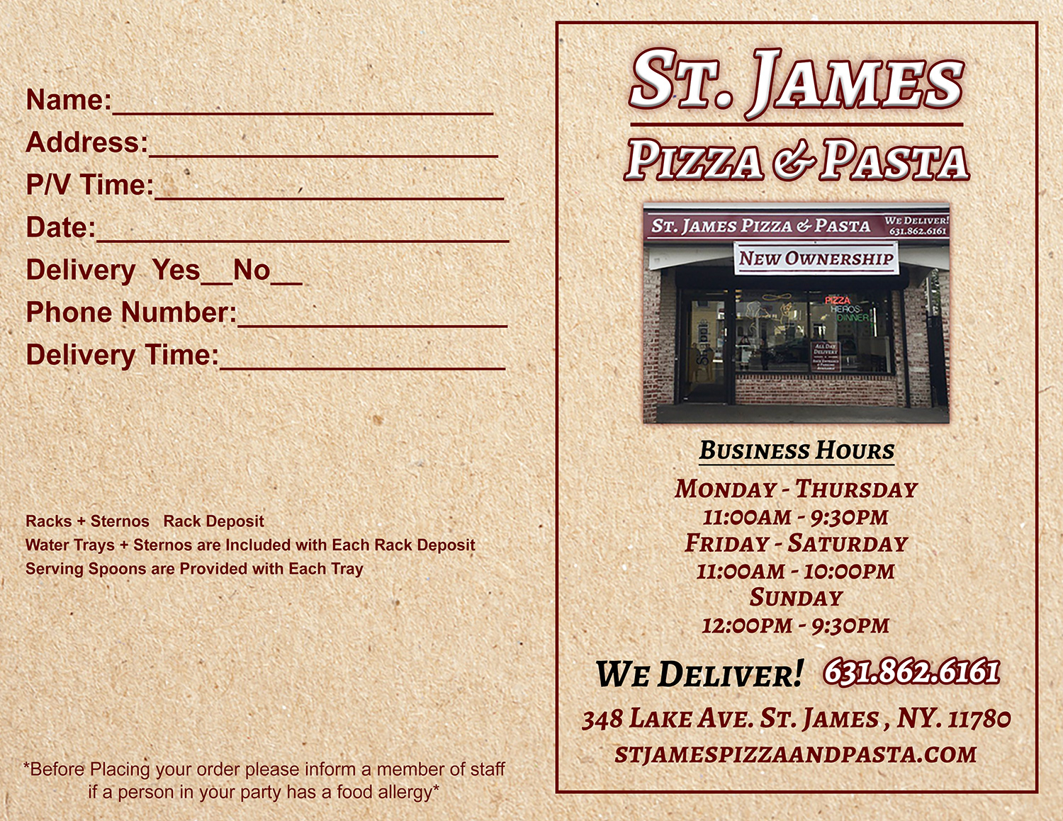 Catering – St James Pizza & Pasta